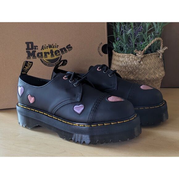 Dr. Martens | Shoes | Dr Martens 461 Black Quad Heart Platform Lapstone ...